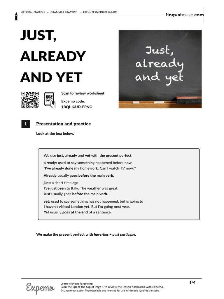 Just Already and Yet British English Teacher | PDF