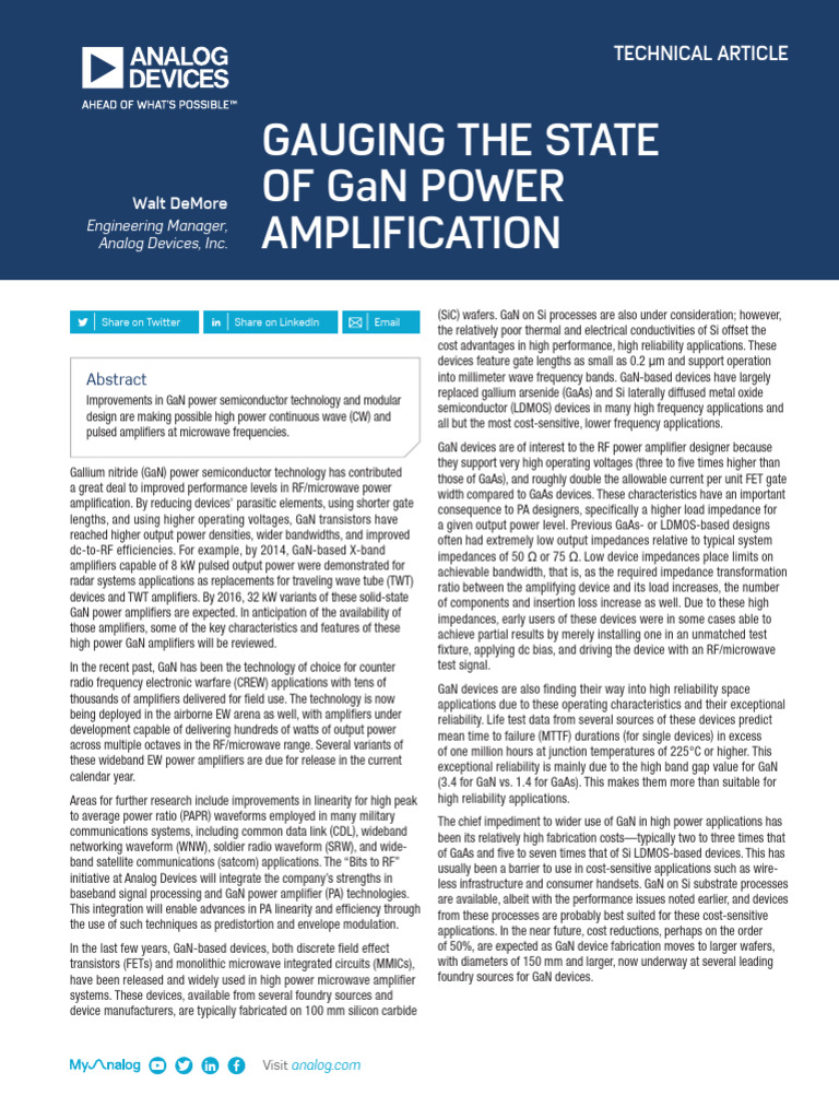 Gauging The State of GaN Power Amplification | PDF | Amplifier | Field ...