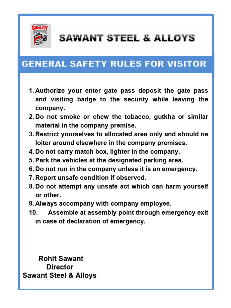 Visitor Safety Guidelines for Factory | PDF
