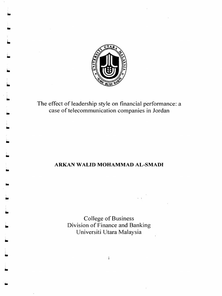 Arkan Walid Mohammad Al-Smadi | PDF | Leadership | Transformational ...