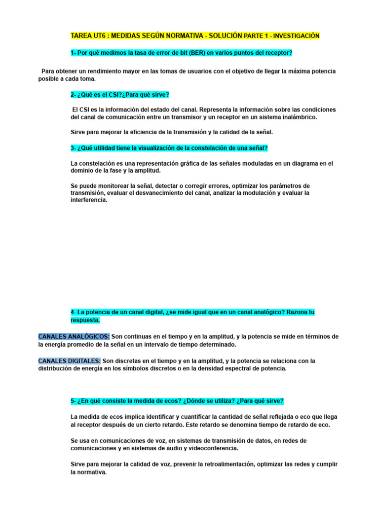 Tarea Ut6 Medidas Según Normativa | PDF | Modulación | Radio