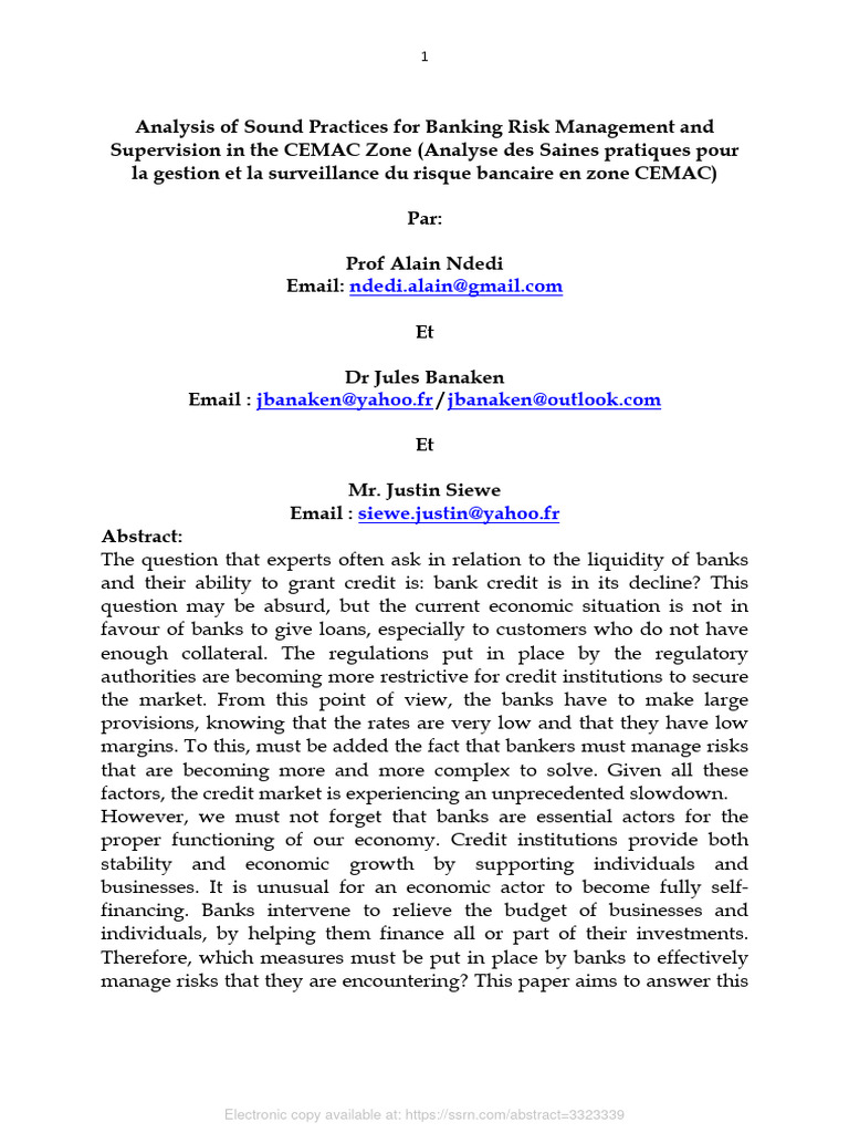 CEMAC Banking Risk Management | PDF | Banks | Business Economics