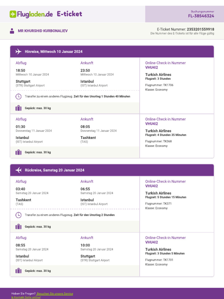 STR TAS Eticket | PDF