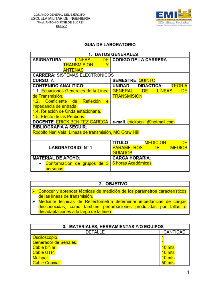 Mosol Guia de Labo | PDF | Resistencia Eléctrica y Conductancia | Línea ...