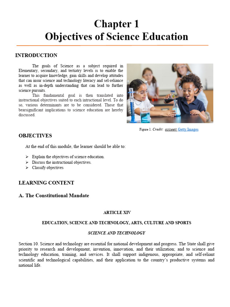 Chapter 1 Objectives of Science Education 1 | PDF | Learning | Cognition