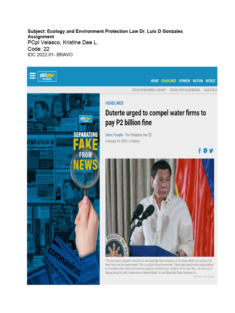 Assignment in Ecology and Environment Law | PDF | Sewage Treatment ...