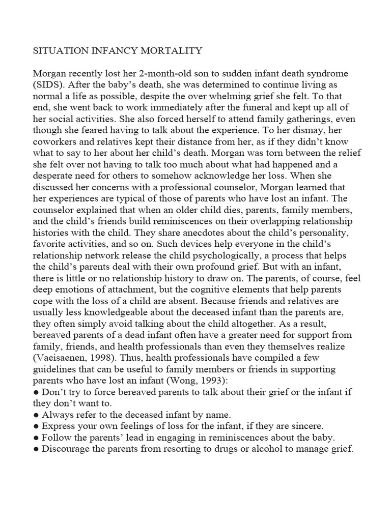 Situation Infancy Mortality | PDF | Grief | Behavioural Sciences