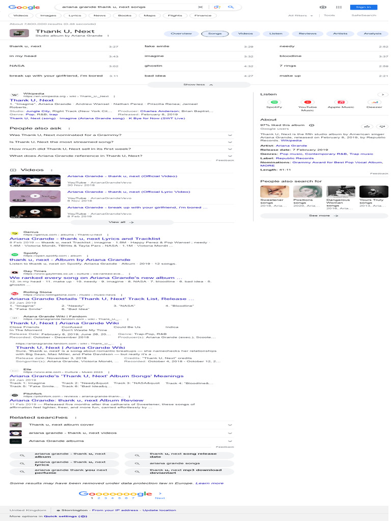 Ariana Grande Thank U, Next Songs - Google Search | PDF | Pop Music ...