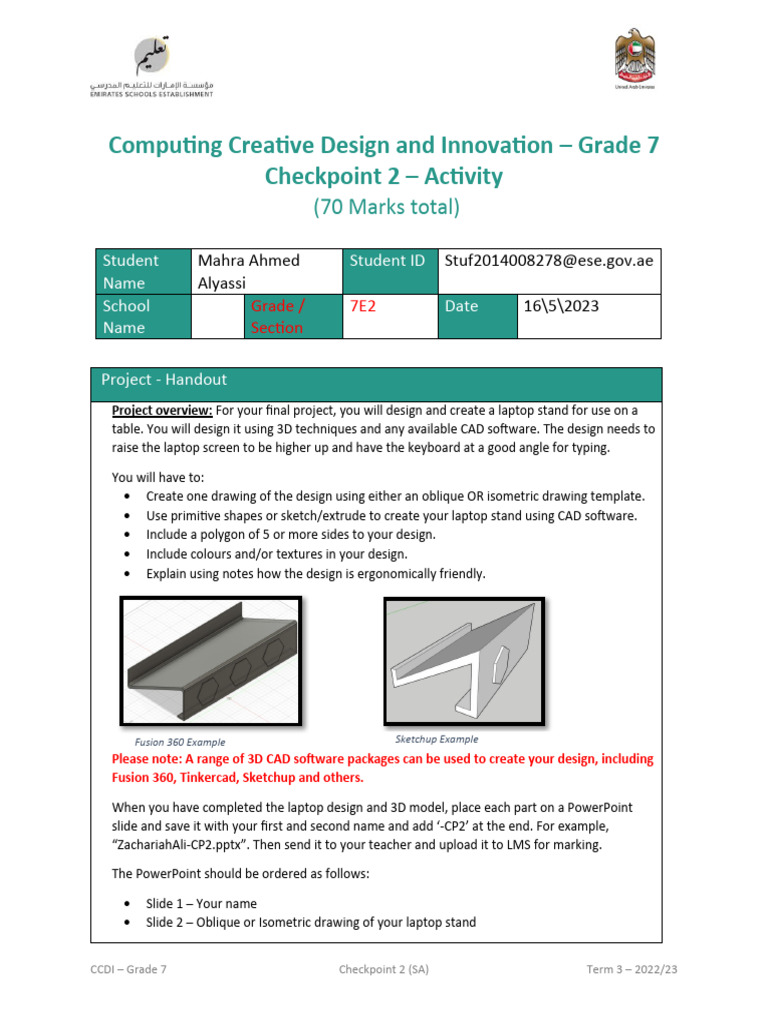 Computing Creative Design and Innovation - Grade 7 Checkpoint 2 ...