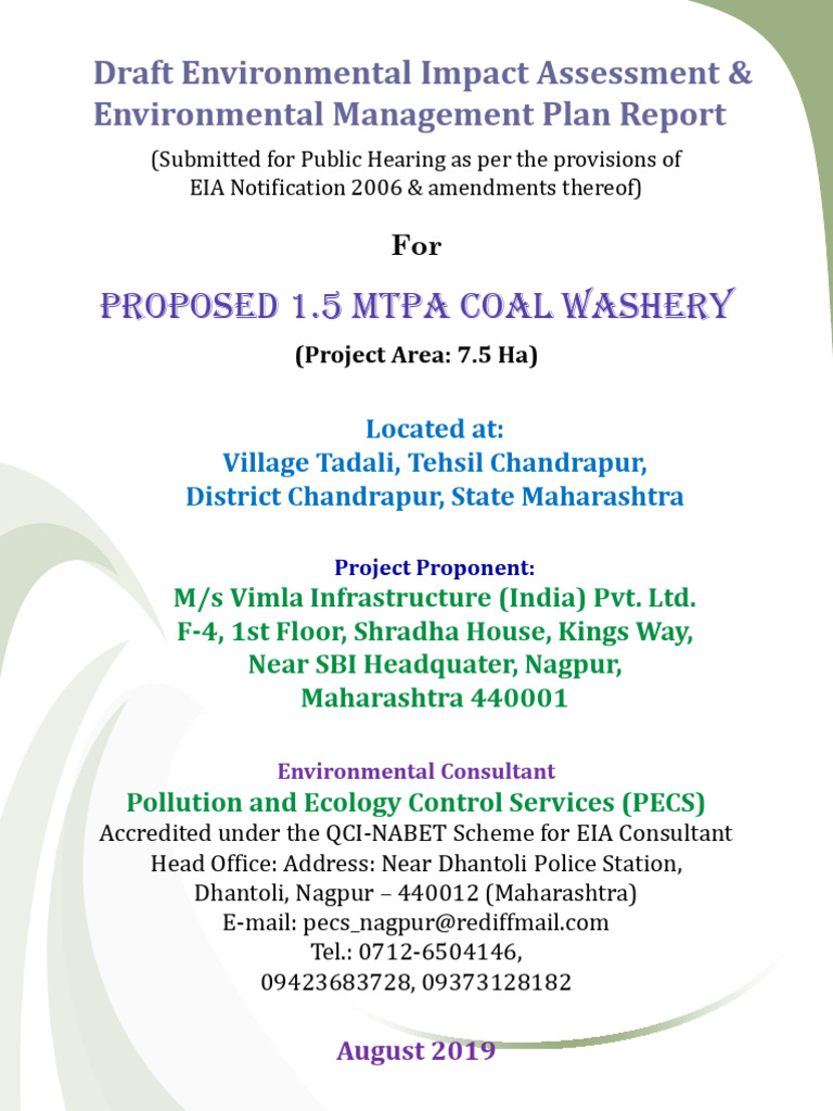 Washed Coal Proposal Indea | PDF | Environmental Impact Assessment ...
