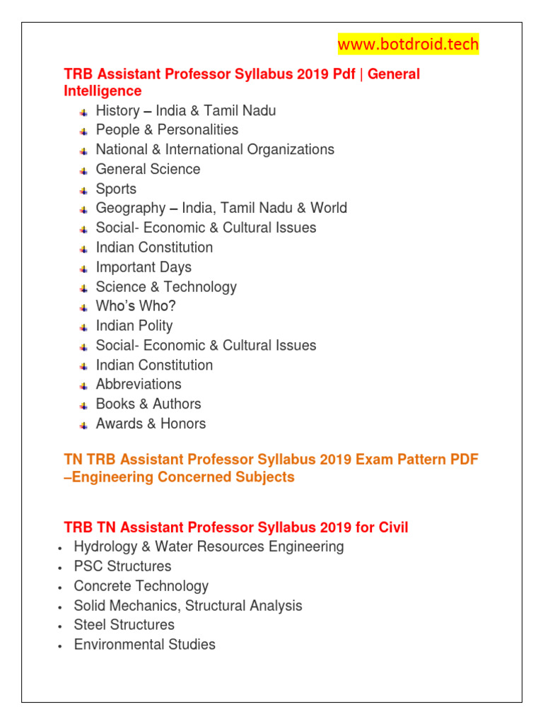 TRB Assistant Pro Syllabus | PDF | Chemistry | Engineering