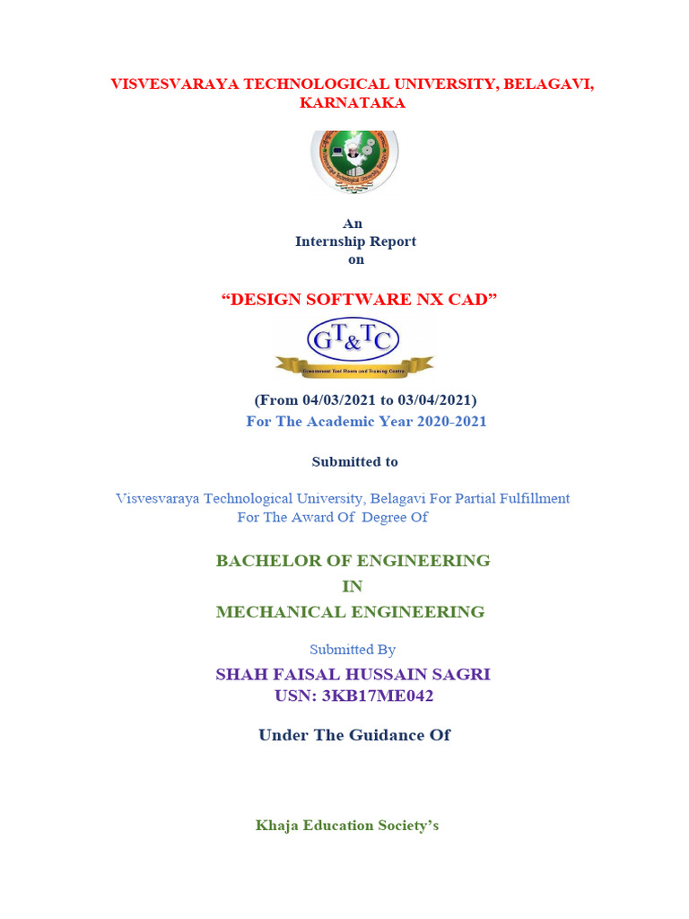 "Design Software NX Cad": Visvesvaraya Technological University ...