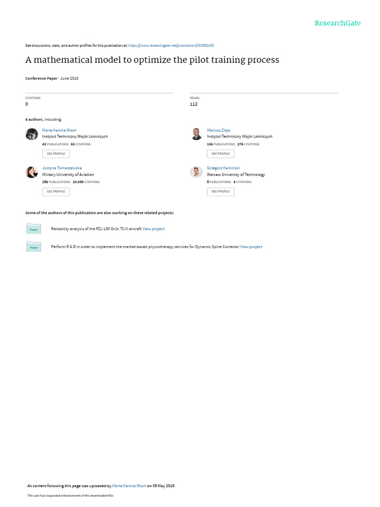 A Mathematical Model To Optimize The Pilot Training Process: June 2018 ...