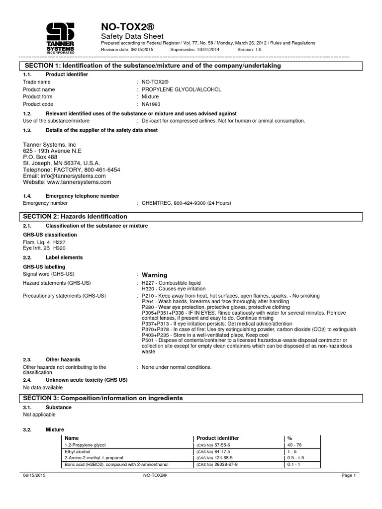 Tanner Systems No-Tox 2 | PDF | Firefighting | Personal Protective ...