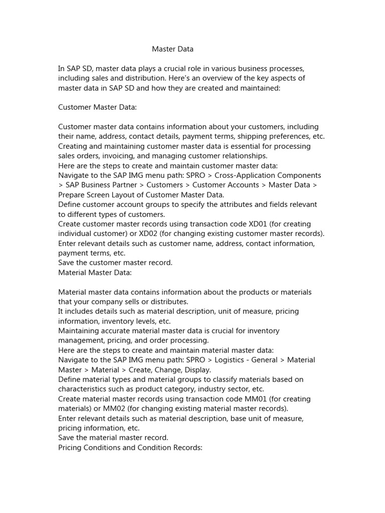 Master Data | PDF | Pricing | Sales