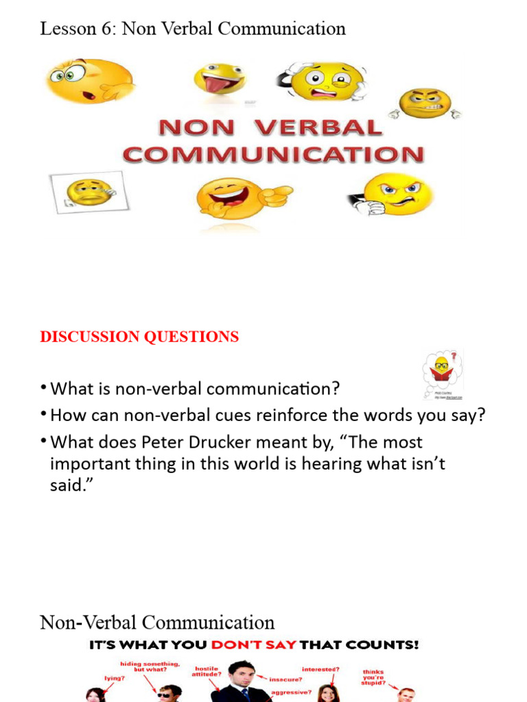 Lesson 6 Non Verbal Communication | PDF | Nonverbal Communication ...