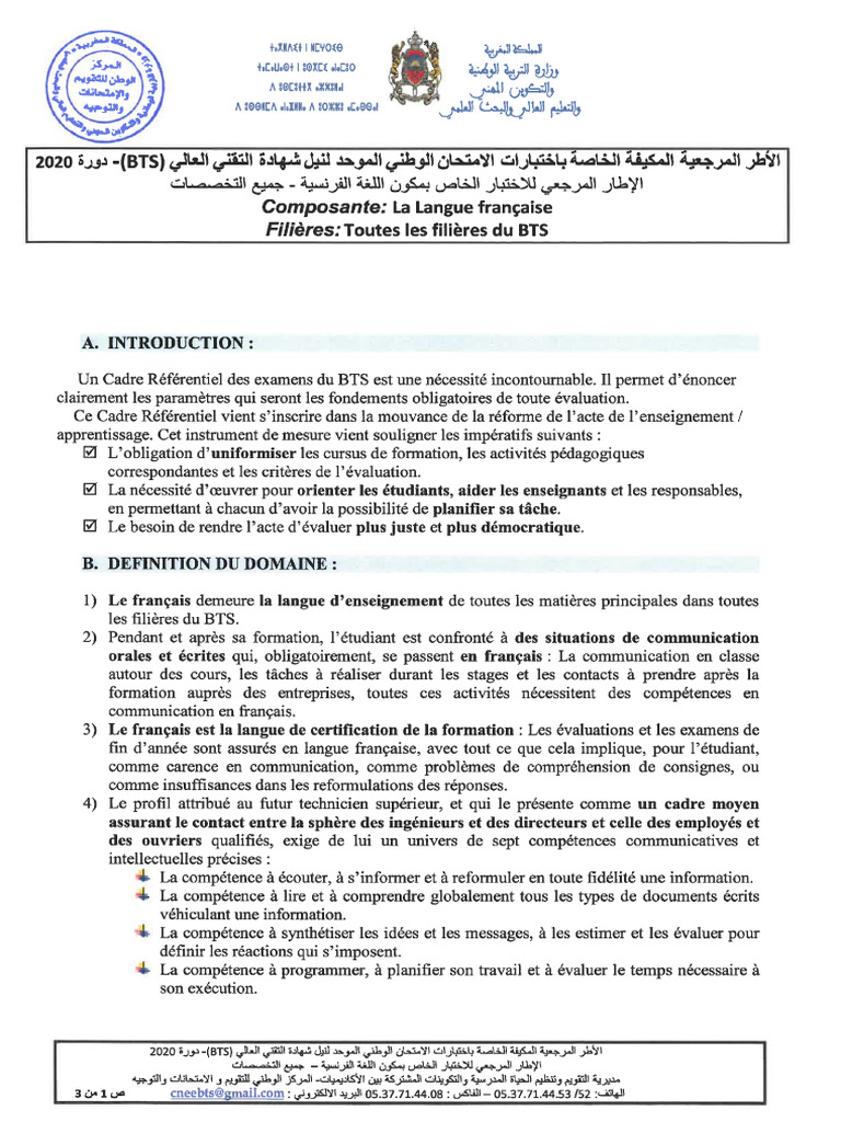 Cadre Réf Français | PDF