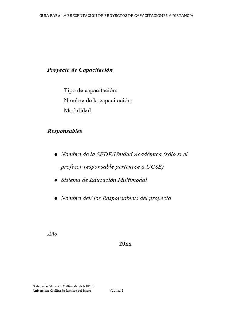 Guia para La Presentacion de Proyectos de Cursos de Capacitacion | PDF | Aprendizaje | Evaluación