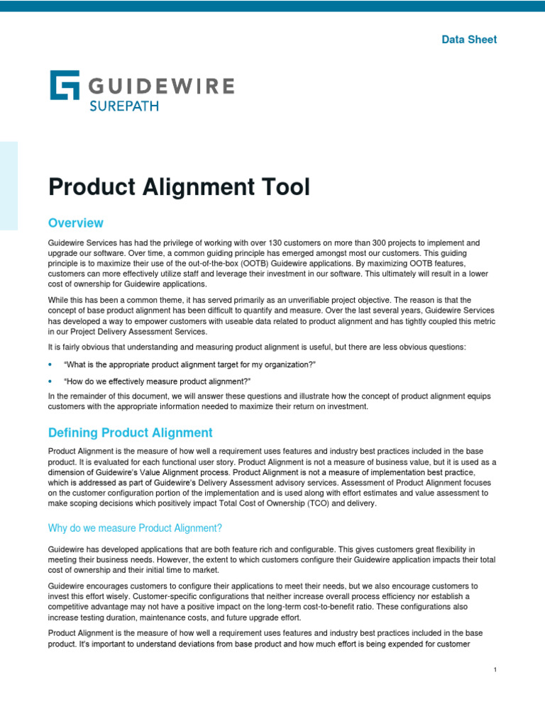 Datasheet ProductAlignment | PDF | Total Cost Of Ownership | Risk