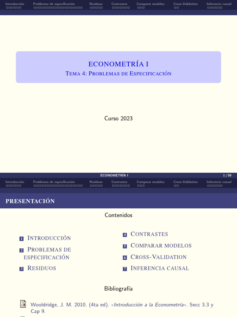 4.Problemas de especificación | PDF | Econometría | Análisis de regresión
