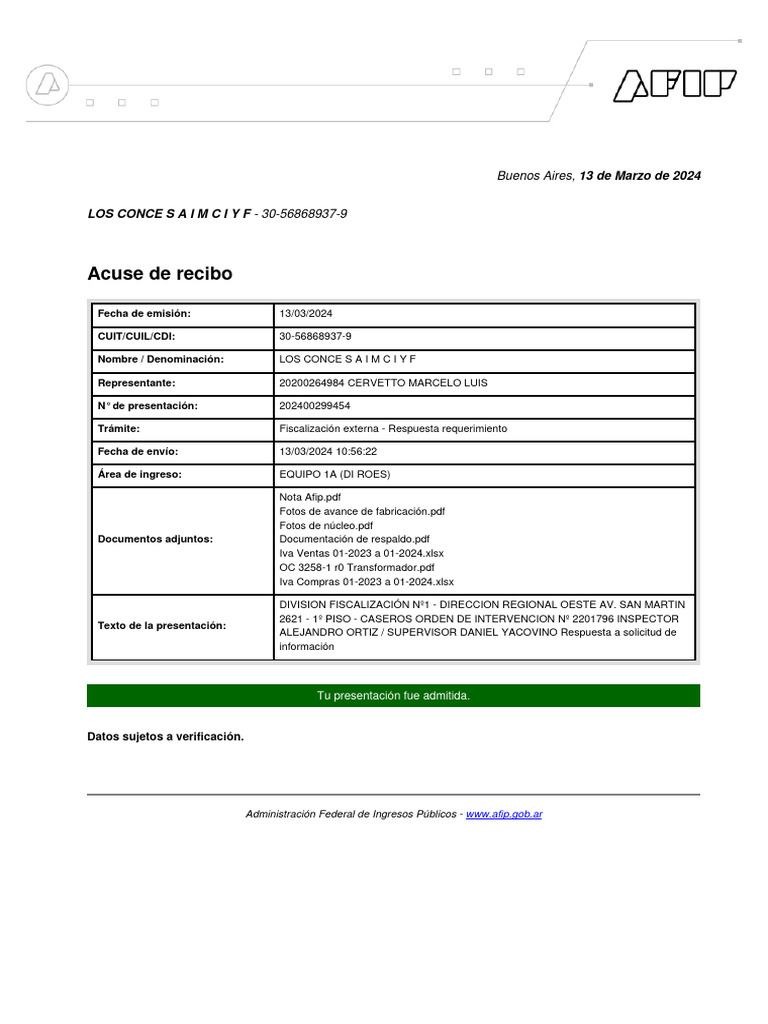 Acuse de Recibo-6358264-202400299454 | PDF