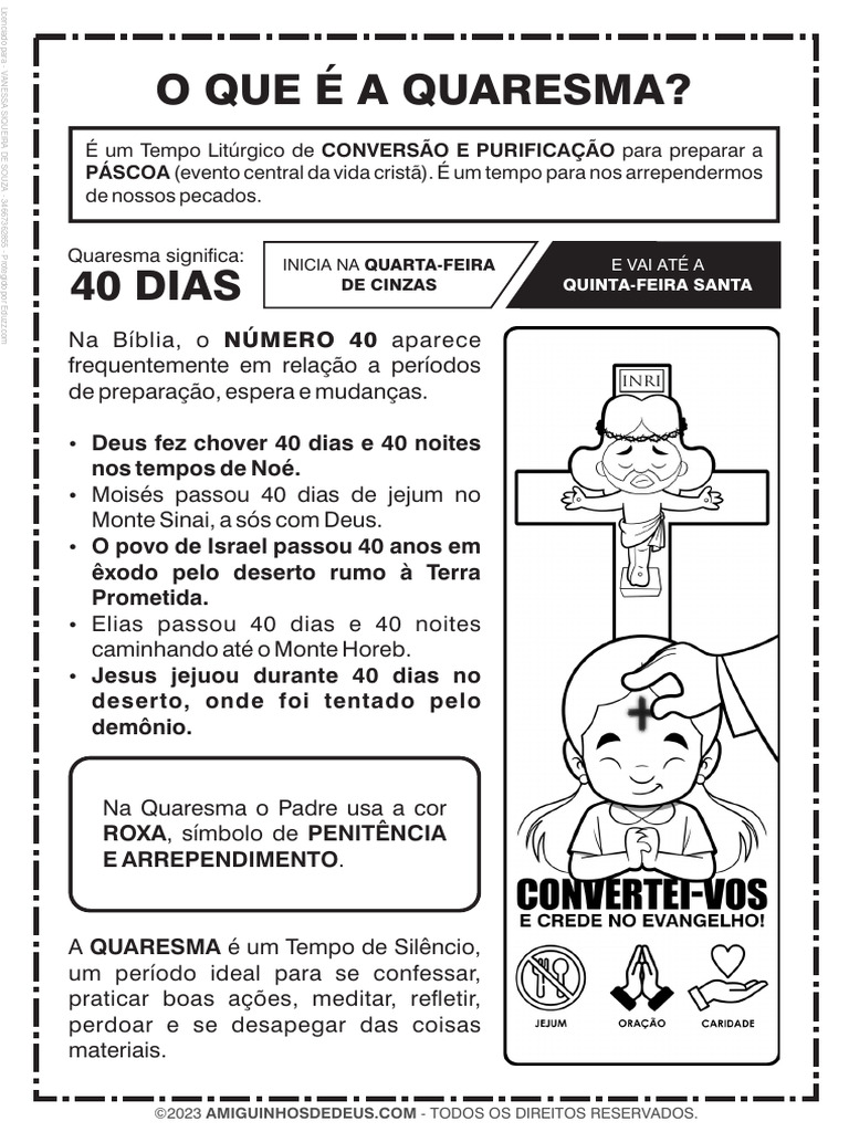 Atividades de Catequese na Quaresma | PDF | Quaresma | Adoração e ...