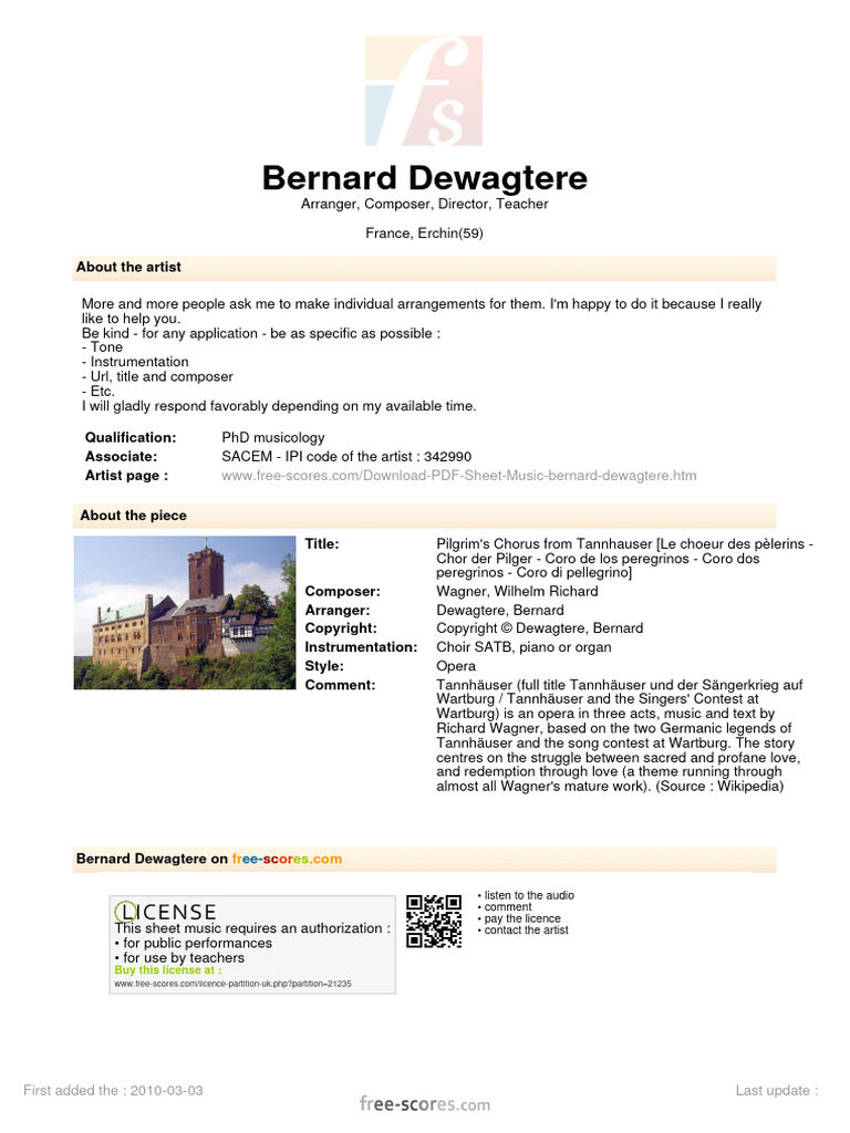 Wagner Wilhelm Richard Pilgrim 039 S Chorus From Tannhauser 21235 | PDF | Classical Music ...