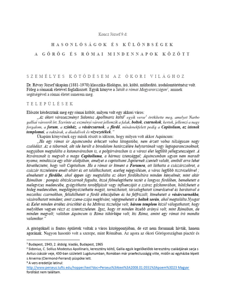 Romai Gorog Mindennapok | PDF