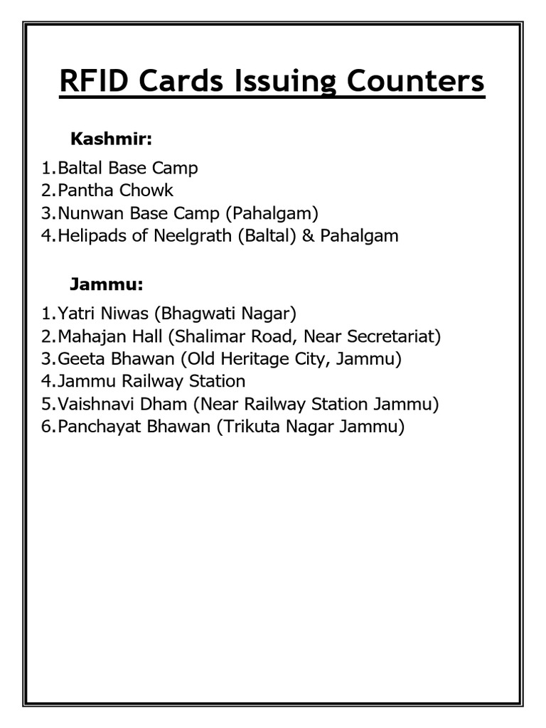 RFID Cards Issuing Counters | PDF