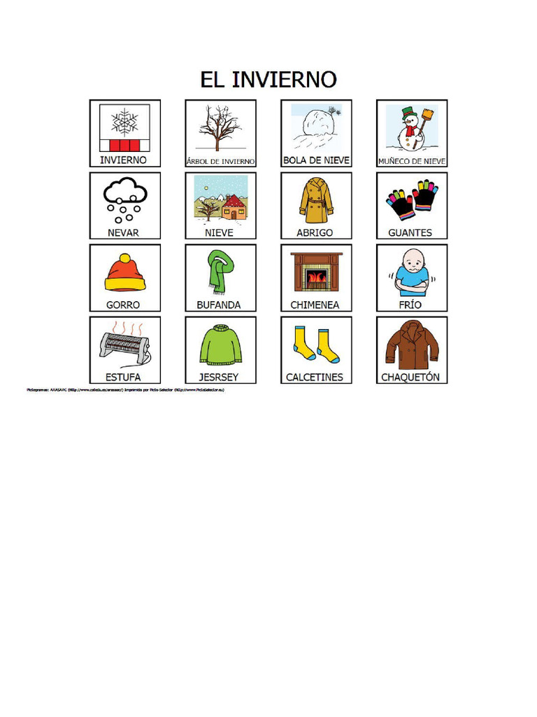 Vocabulario Invierno | PDF