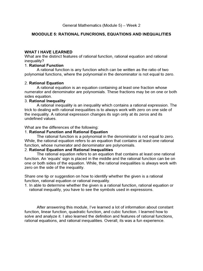 General Mathematics Module 5 8 | PDF | Equations | Function (Mathematics)