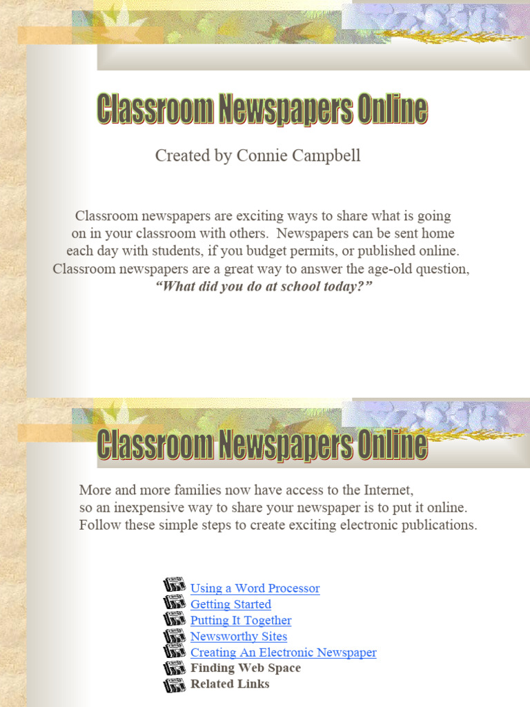 Classroom Newspapers PPT Template | PDF | World Wide Web | Internet & Web