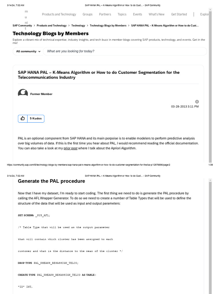 SAP HANA PAL - K-Means Algorithm or How To Do Cust... - SAP Community-M ... SAP HANA PAL - K-Means Algorithm or How To Do Cust... - SAP Community-M ...