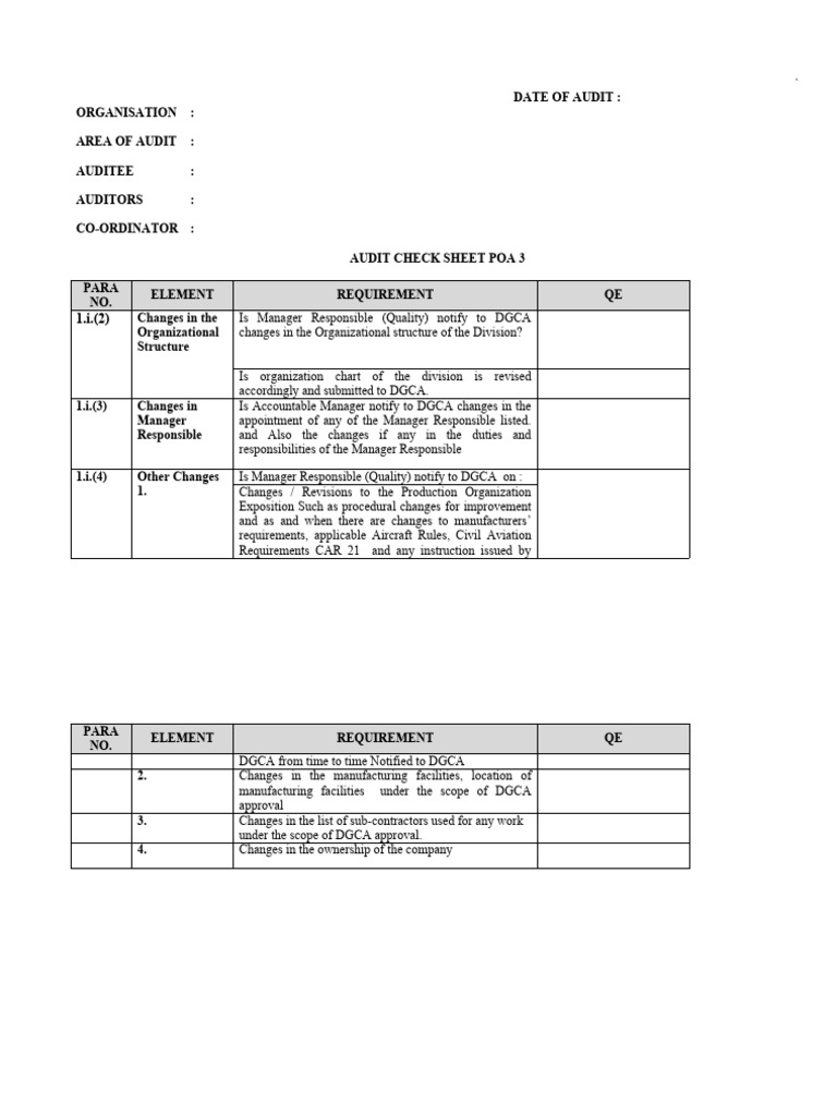 AUDIT QUESTIONNAIRE OF POE | PDF | Audit | Quality Assurance