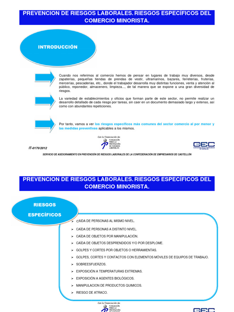 Riesgos Espec Ficos Comercio Minorista | PDF | Cuchillo | Escalera