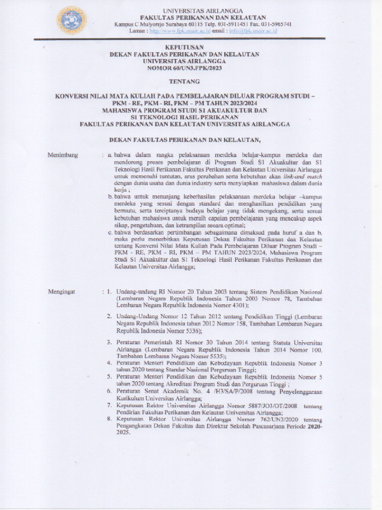 SK Konversi PKM 2023 - 2024 | PDF