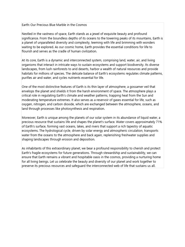 Creative Writing: Earth | PDF | Earth | Atmosphere