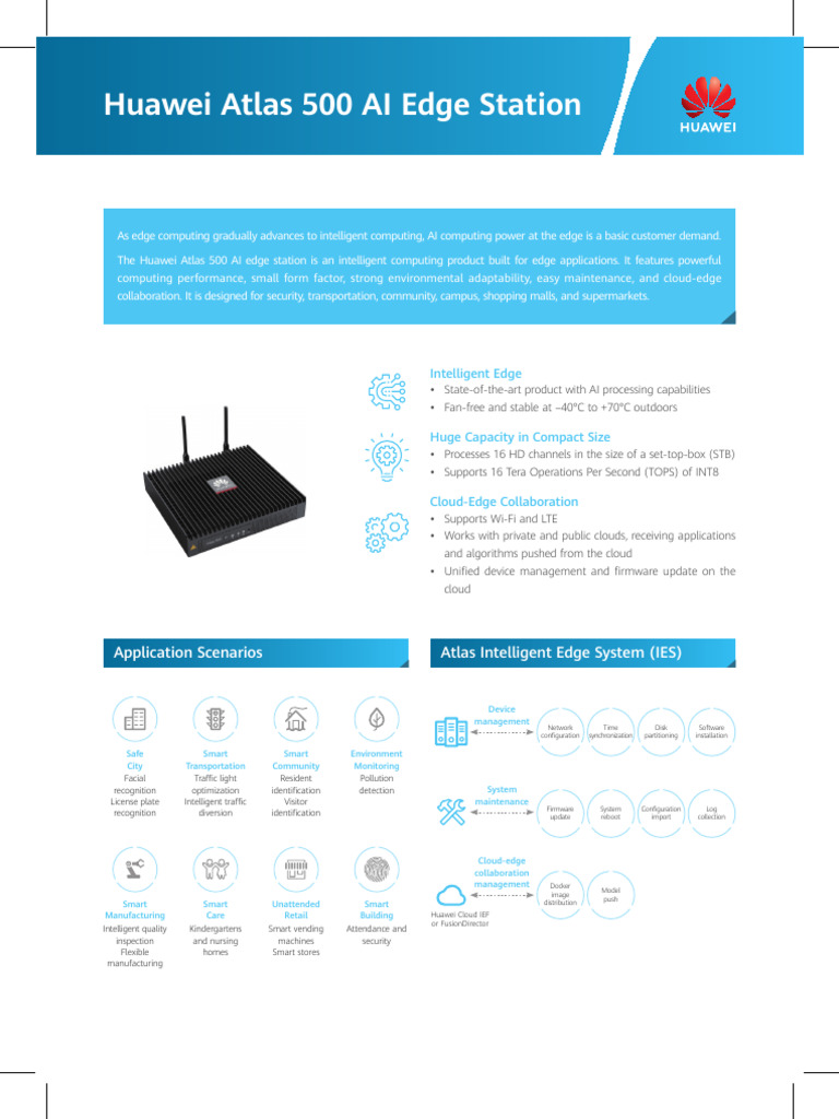 Huawei Atlas 500 AI Edge Station Data Sheet | PDF | Hard Disk Drive ...