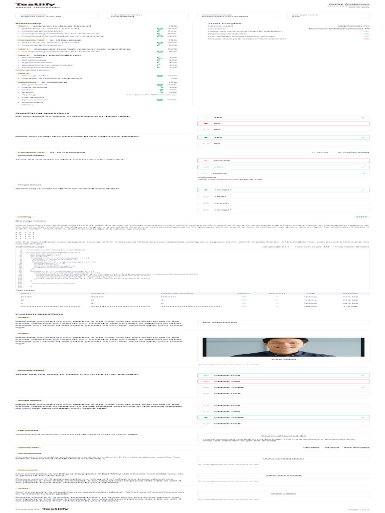 Assessment Candidate Detail PDF Report | PDF | Html Element | Software