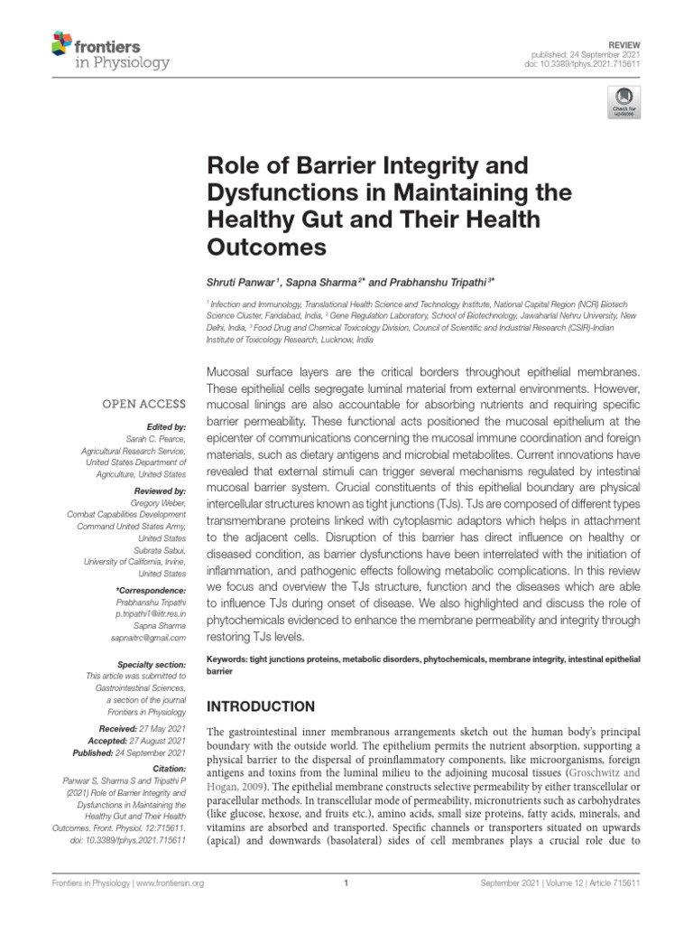 Role of Barrier Integrity and Dysfunctions in Maintaining The Healthy ...