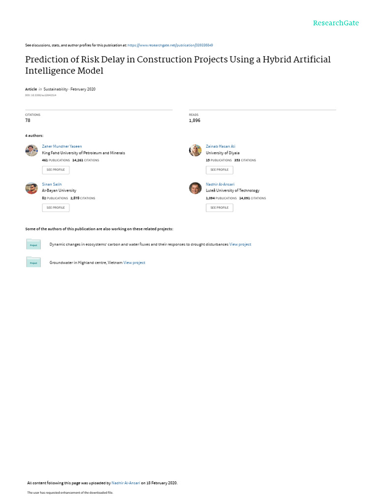 Prediction of Risk Delay in Construction Projects Using | PDF ...