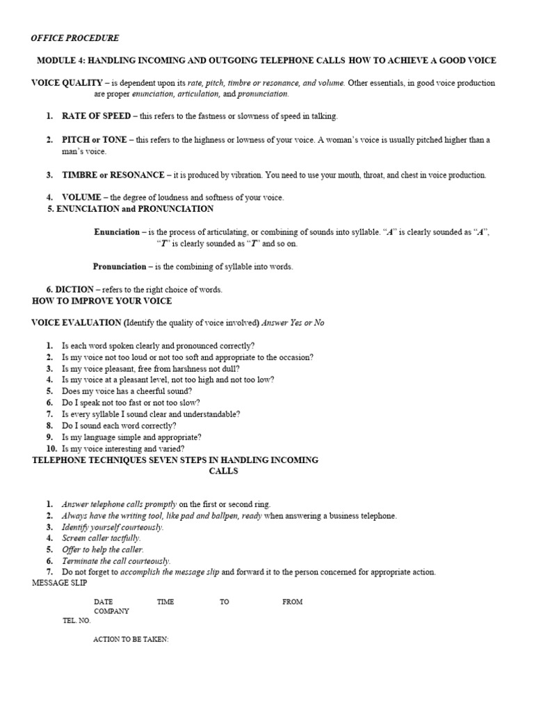 Courteous Telephone Communication Tips | PDF | Human Voice | Telephone ...