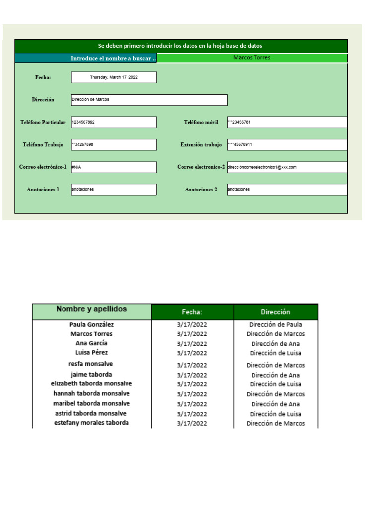 Plantilla Excel de Agenda Telefonica Gratis | PDF | Telecomunicaciones ...