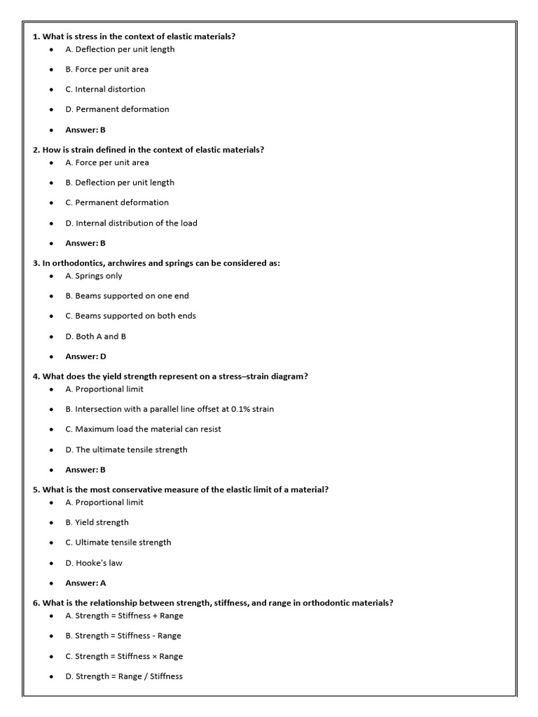 MCQ - Chapter 9 Proffit Orthodontics | PDF | Strength Of Materials ...