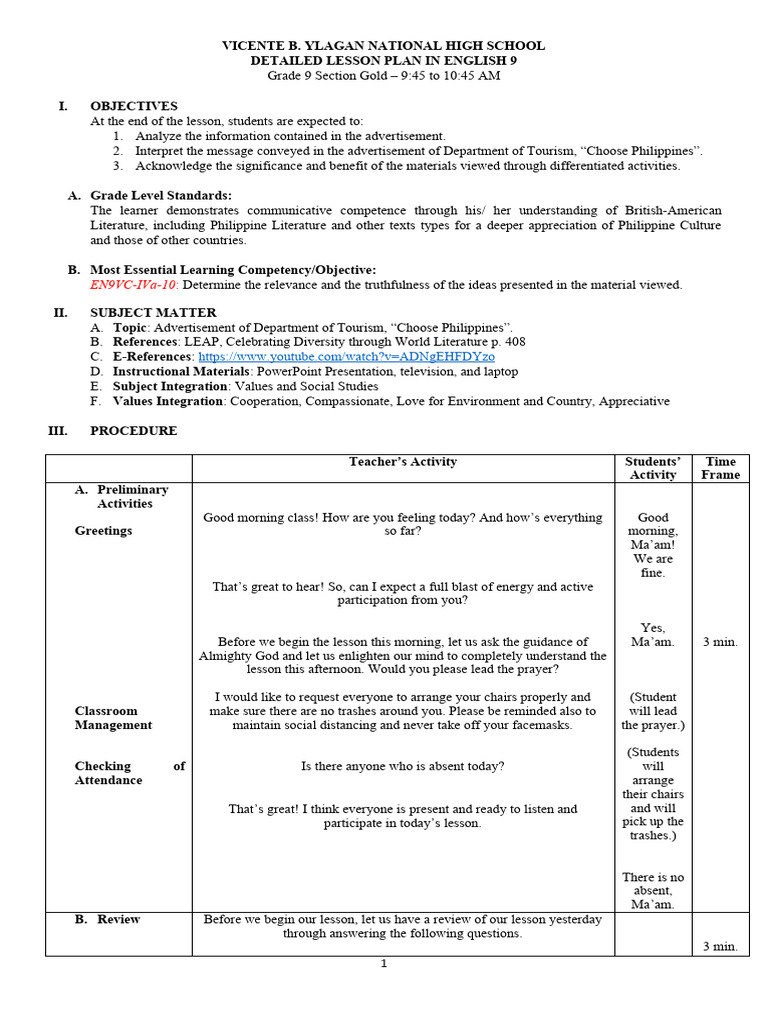 LP Grade 9 Q3 Day 1 | PDF | Advertising | Human Communication