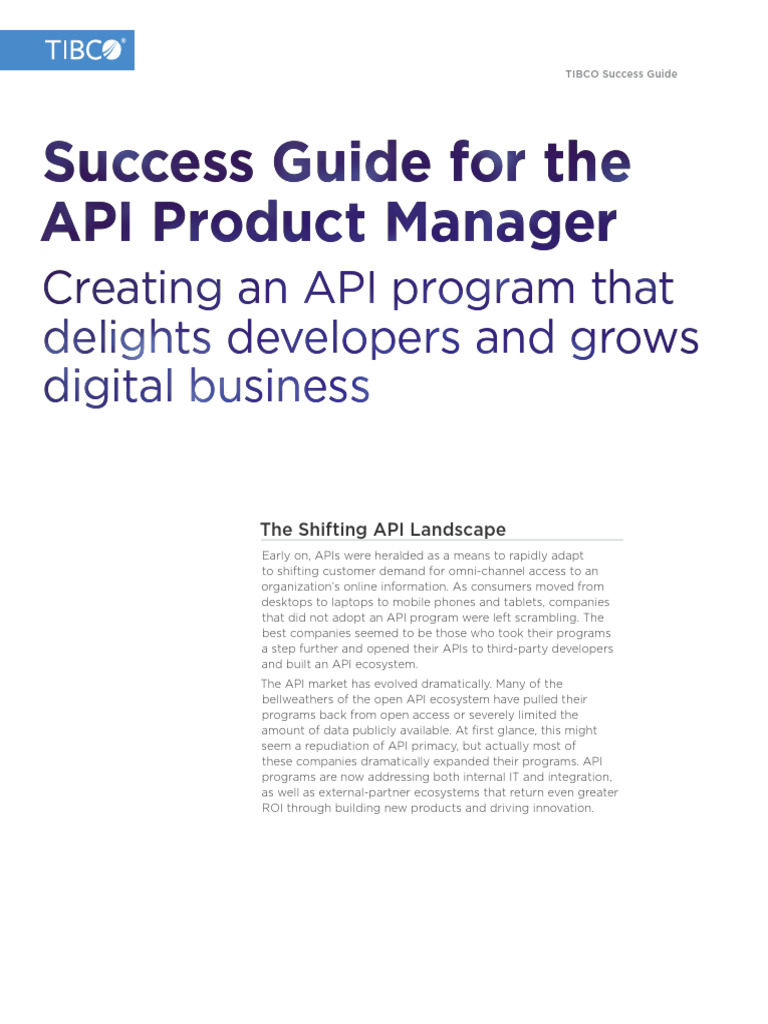 TIBCO API Program Success Guide | PDF | Pricing | World Wide Web