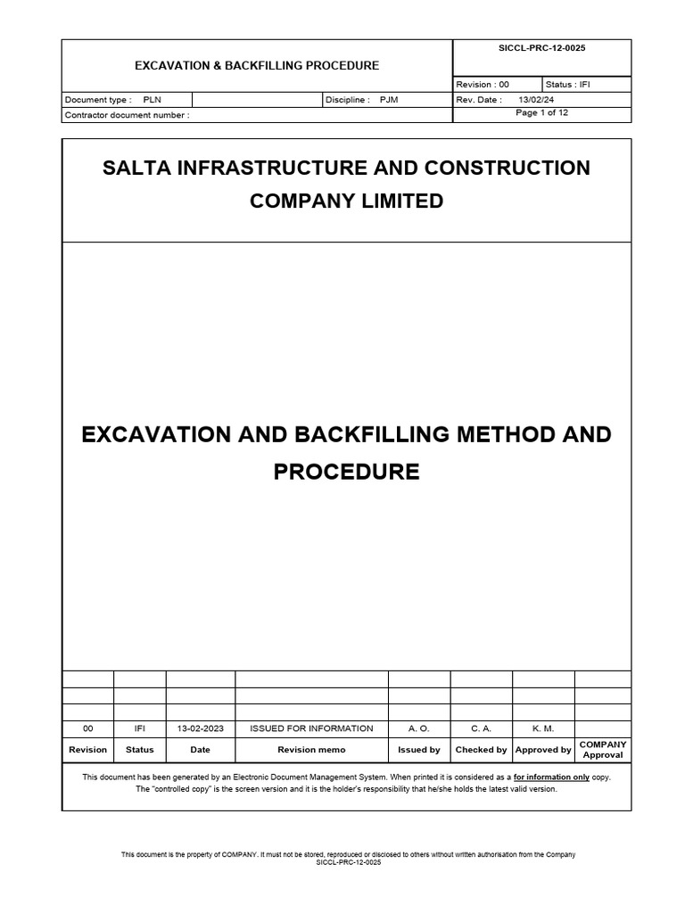 Excavation and backfilling method and procedure | PDF | Document