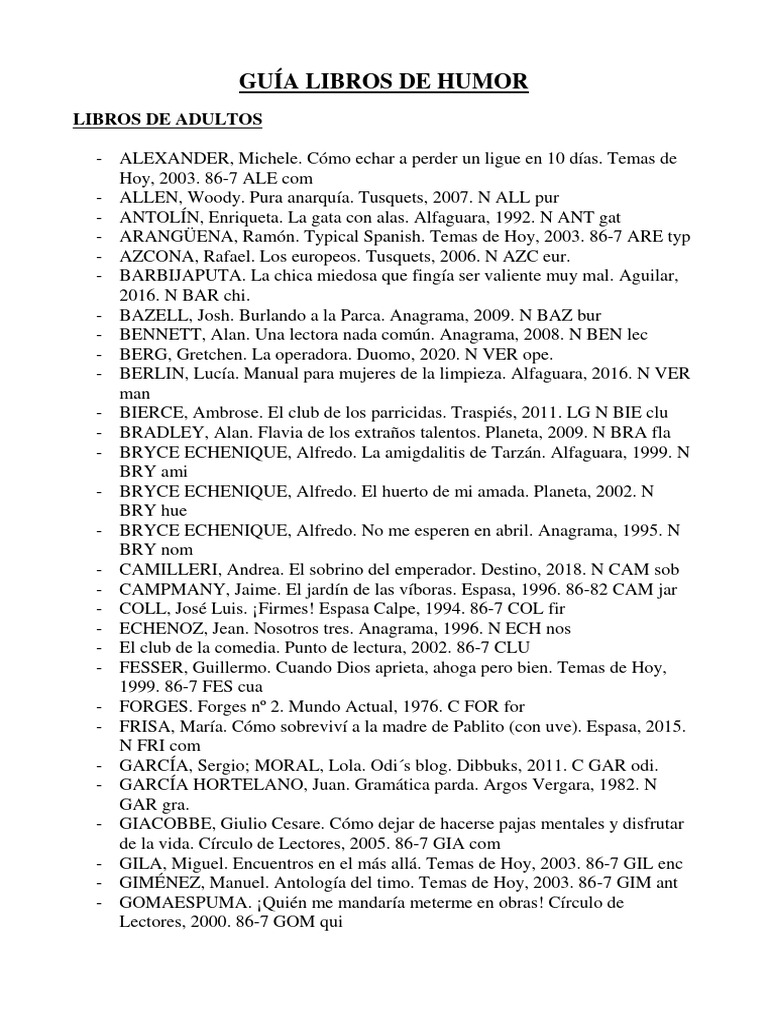 Listado Libros de Humor 0 | PDF