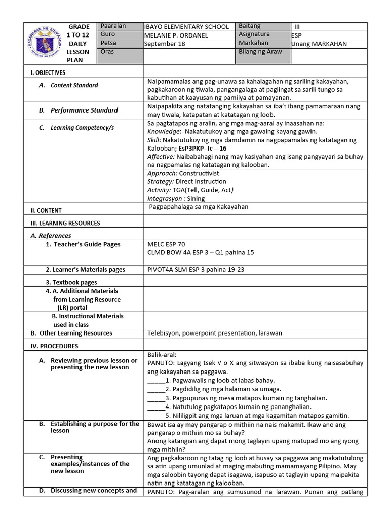 DLP_ESP 3 -Q1 WK4 | PDF