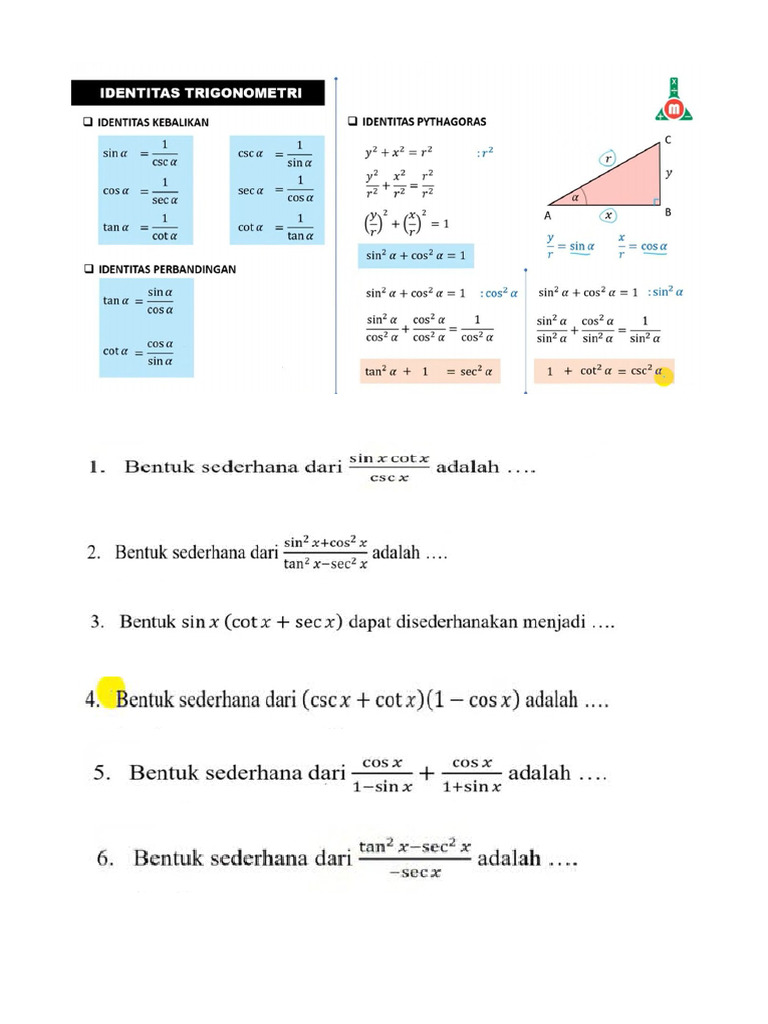 Identitas Trigonometri 1 - Mate Lanjut XI | PDF